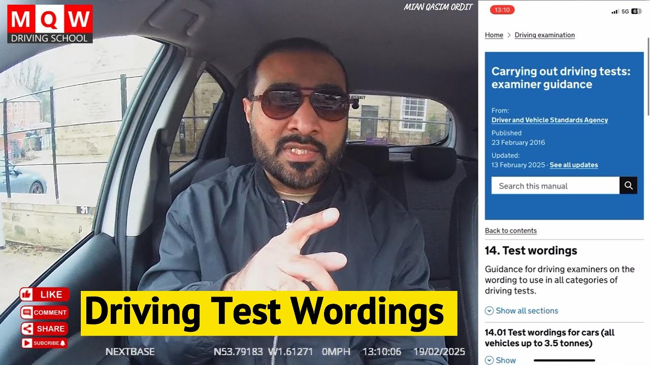 UK Driving Test wordings | Examiner Tips | ADI / PDI Part 3 training ...