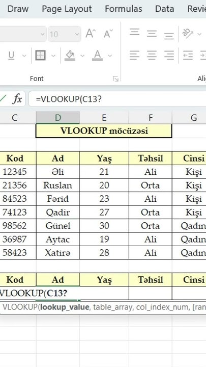 Fərqli şəkildə Vlookup Funksiyası Excel Exceltips Excel Exceltips Exceltricks