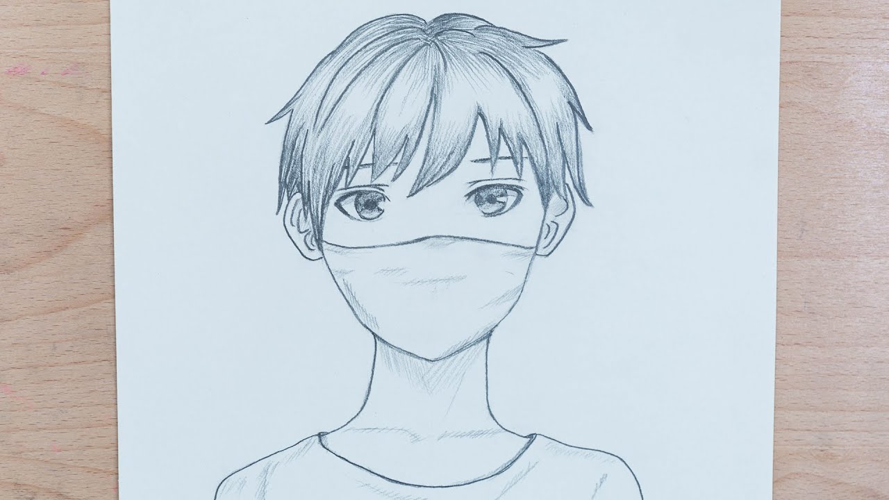 easy anime drawings | how to draw Anime boy wearing a mask easy - YouTube