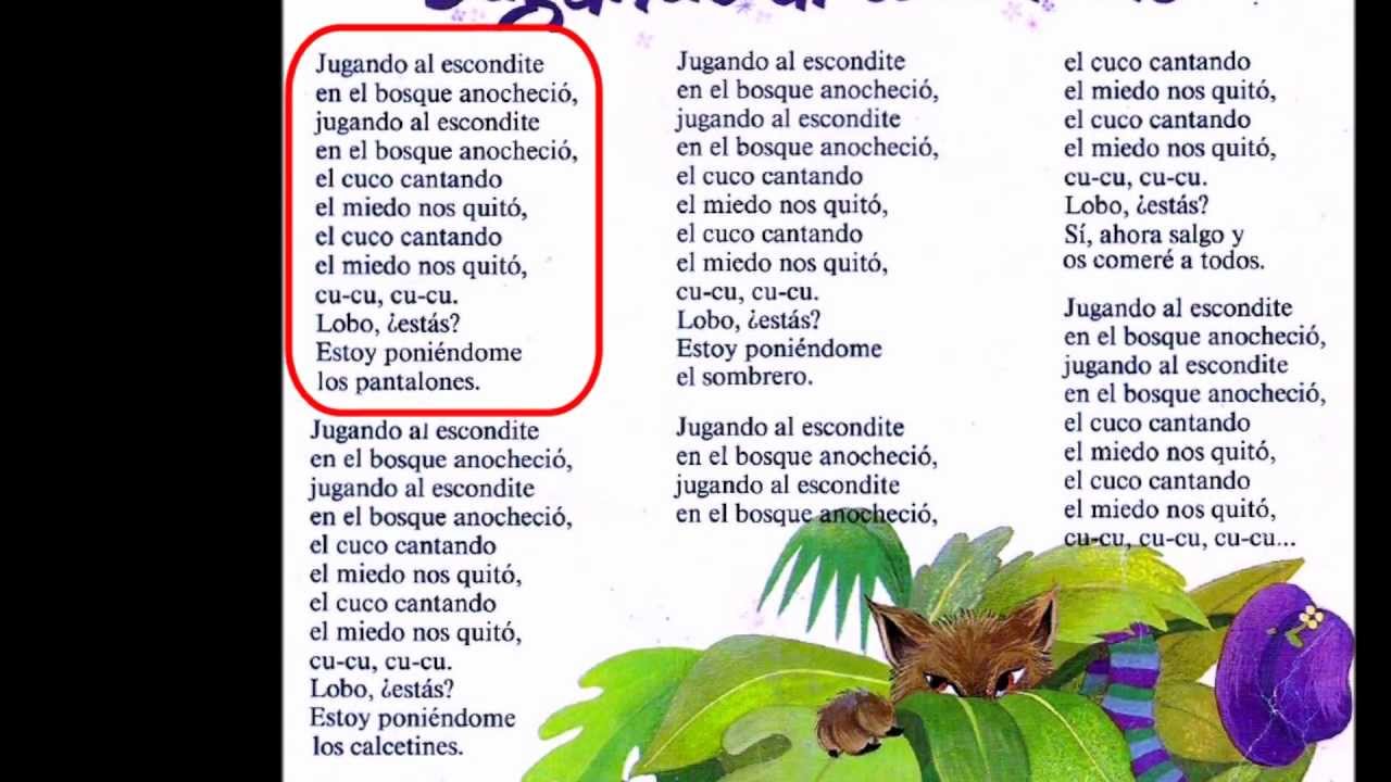 Spanish Nursery Rhymes With Lyrics Jugando Al Escondite YouTube Spanish Nursery Rhymes With Lyrics Jugando Al Escondite YouTube