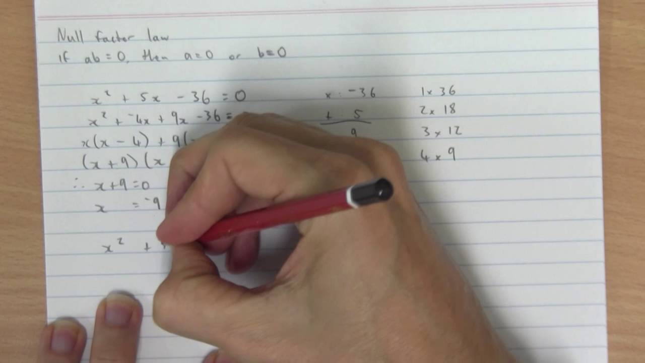 Solving monic quadratic equations by factorising - YouTube