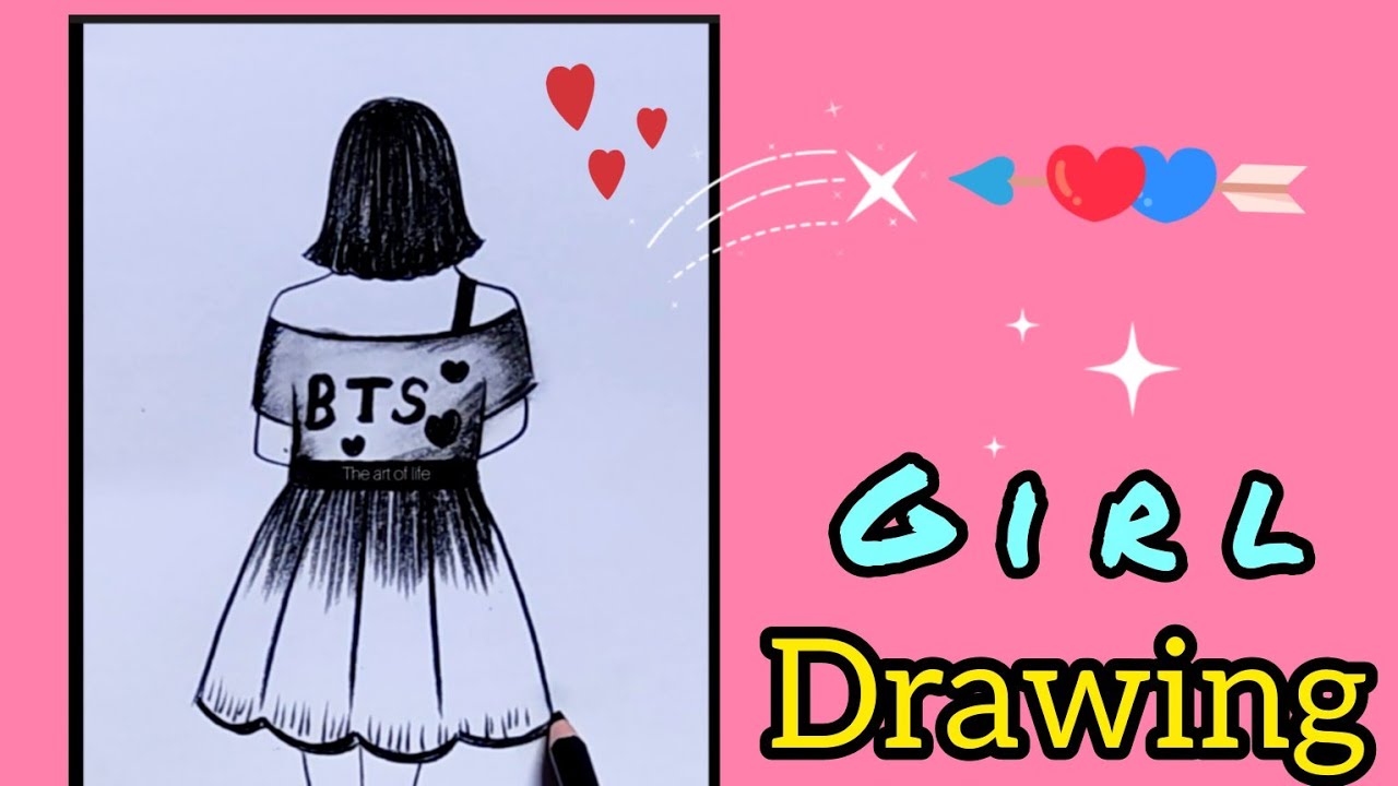 Easy BTS Drawing || BTS Girl Drawing - YouTube