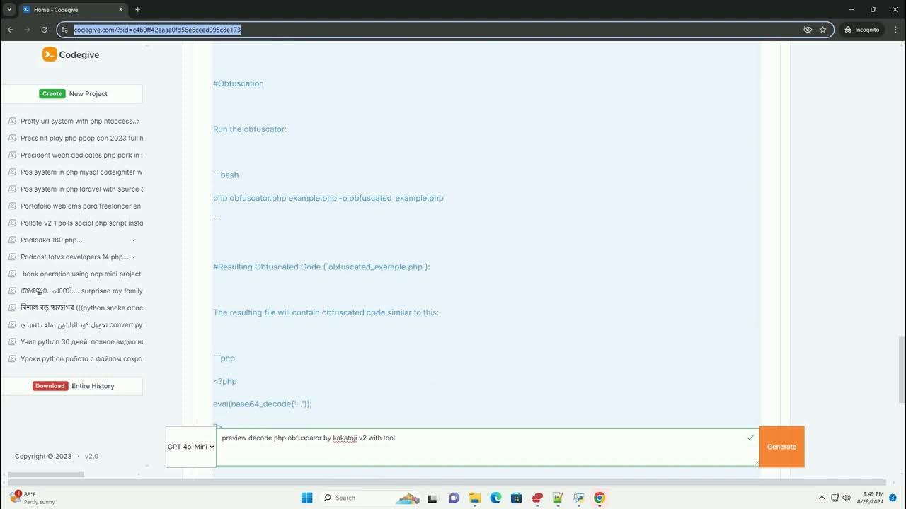 preview decode php obfuscator by kakatoji v2 with tool - YouTube