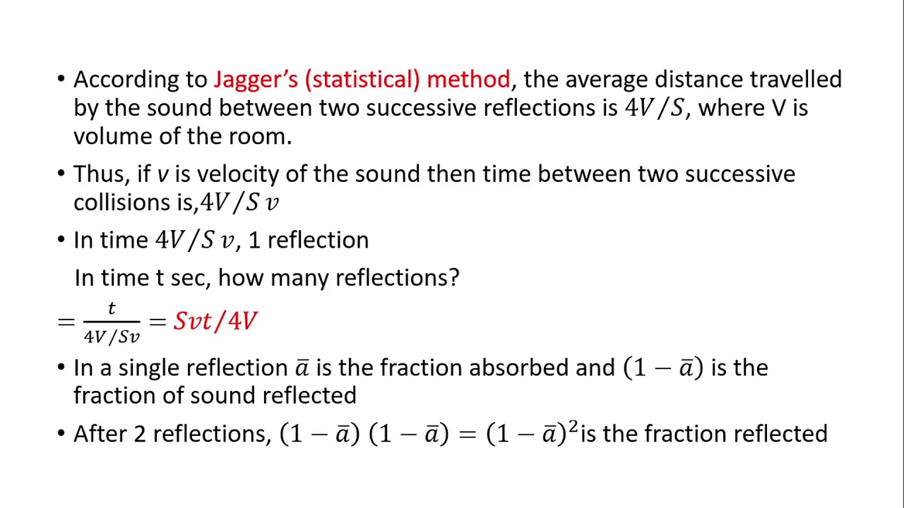 12 Sabine's law - Derivation of reverberation time - YouTube
