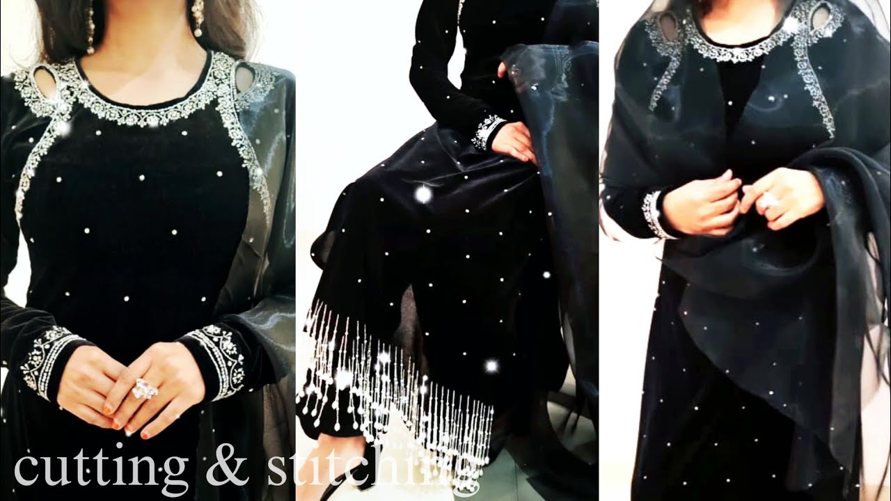 Model inspired dress cutting & stitching/hand embroidery party wear ...