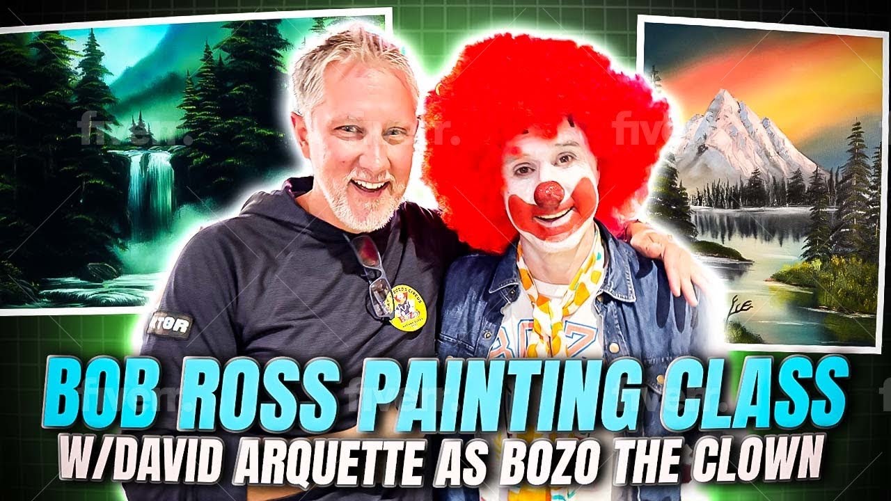 David Arquette BOZO Bob Ross Painting Class at Billy Cogan's #bobross ...