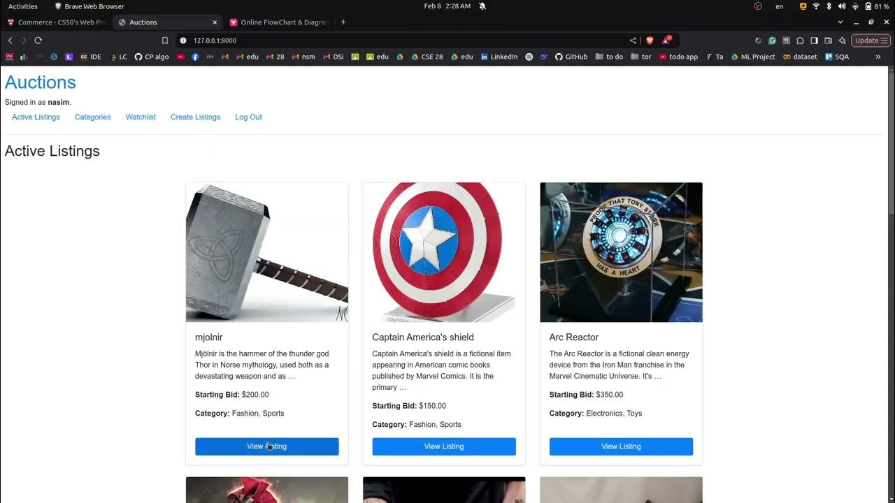 Project 2 - Commerce | CS50’s Web Programming with Python and JavaScript - YouTube