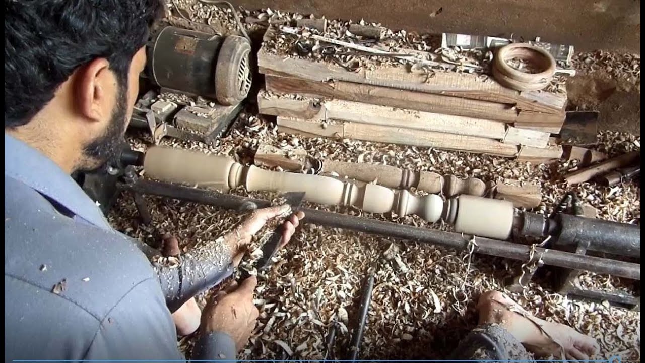How to make Wooden Stair Spindles || Art of Making Wooden Spindles ...