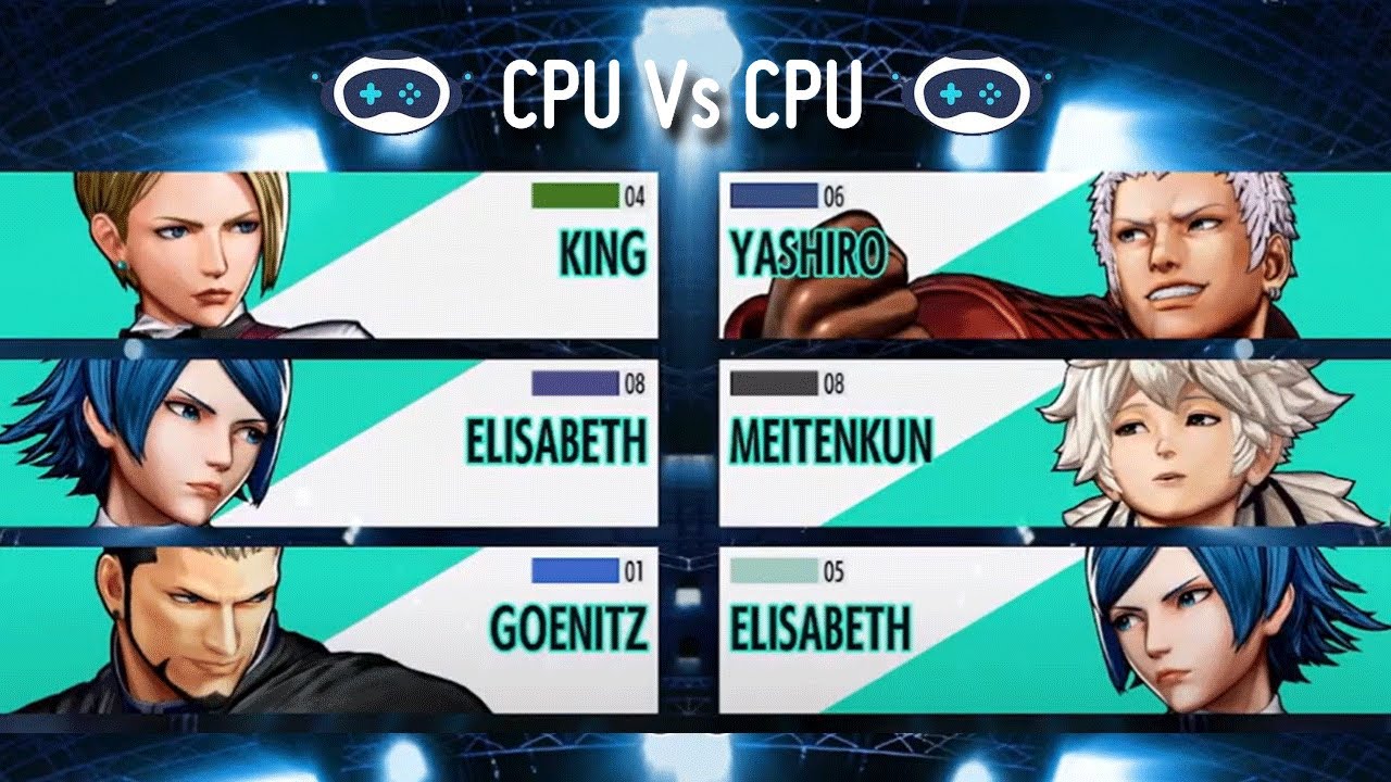 KOF 15 XV - CPU vs CPU TEAM BATTLE - KING ELISABETH GOENITZ vs YASHIRO ...