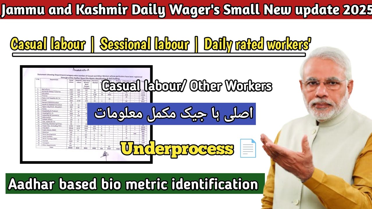 J&k Daily wager's , Sessional labour, Small Update out 2025 || Casual ...