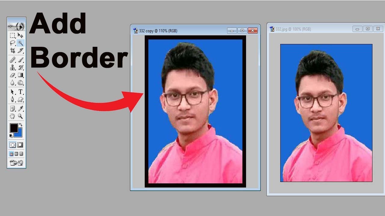 Photoshop Me Photo Par Border Kaise Lagaye || How To Add Border In ...