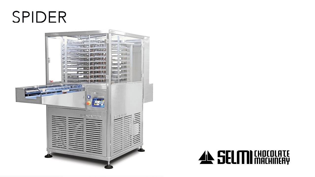 Spider Selmi. Chocolate cooling and moulding vertical tunnel - YouTube