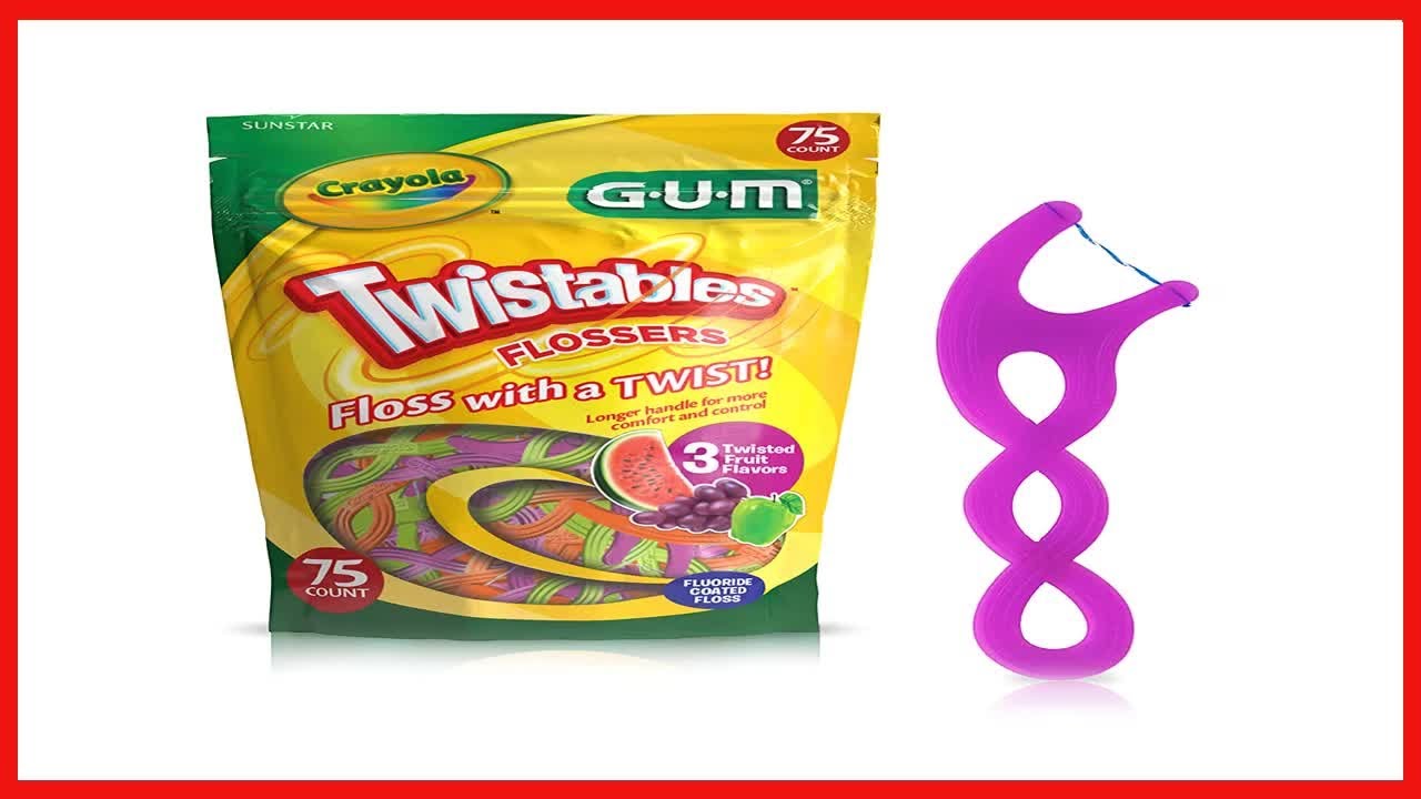 GUM-857R Crayola Twistables Flossers, Fluoride Coated, Twisted Fruit ...