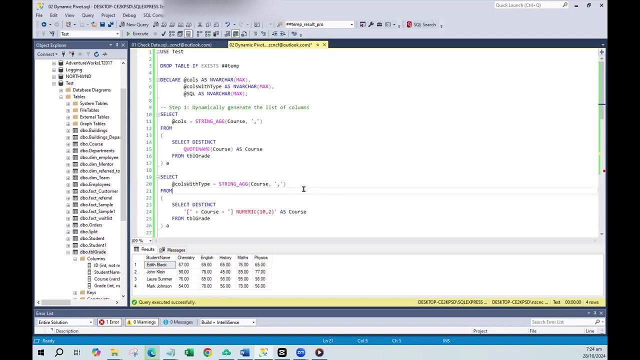 SQL Server Dynamic Pivot - YouTube