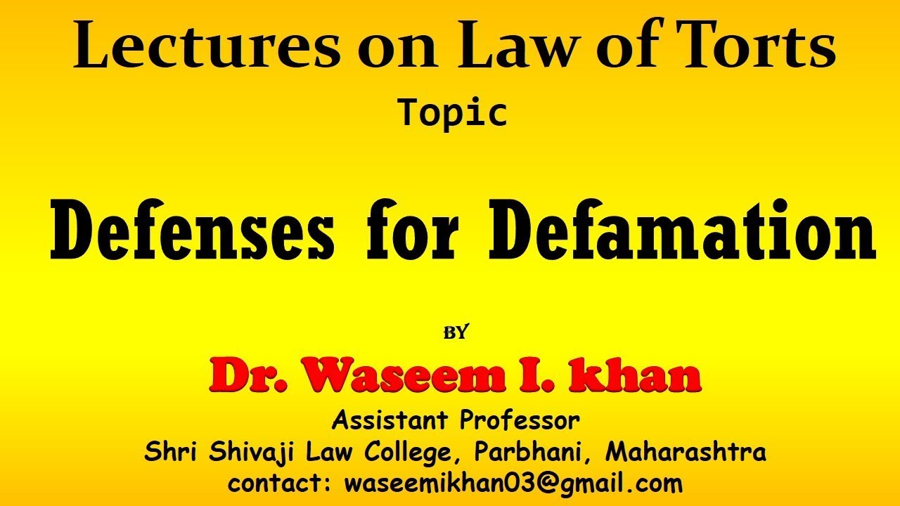 Defenses for Defamation | Justification for Tort of Defamation - YouTube
