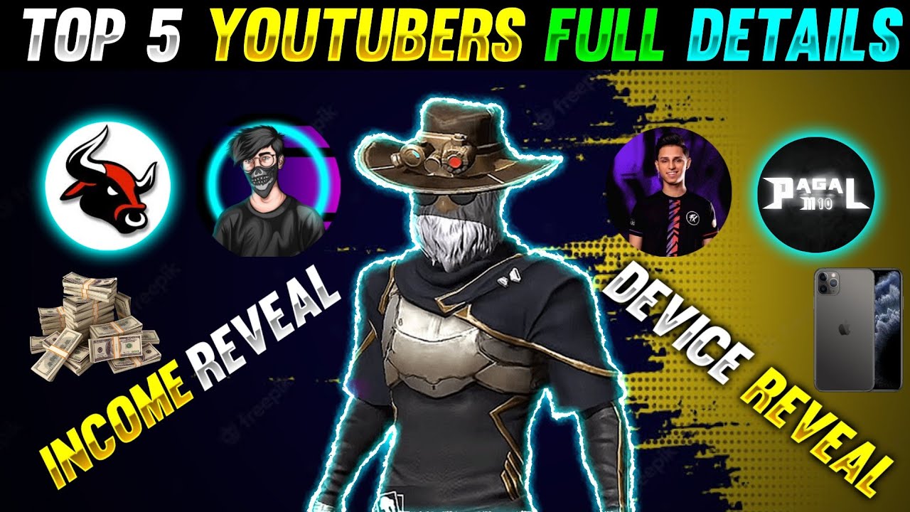 top 5 free fire youtubers 😃 | top 5 free fire youtubers in india 🇮🇳 ...
