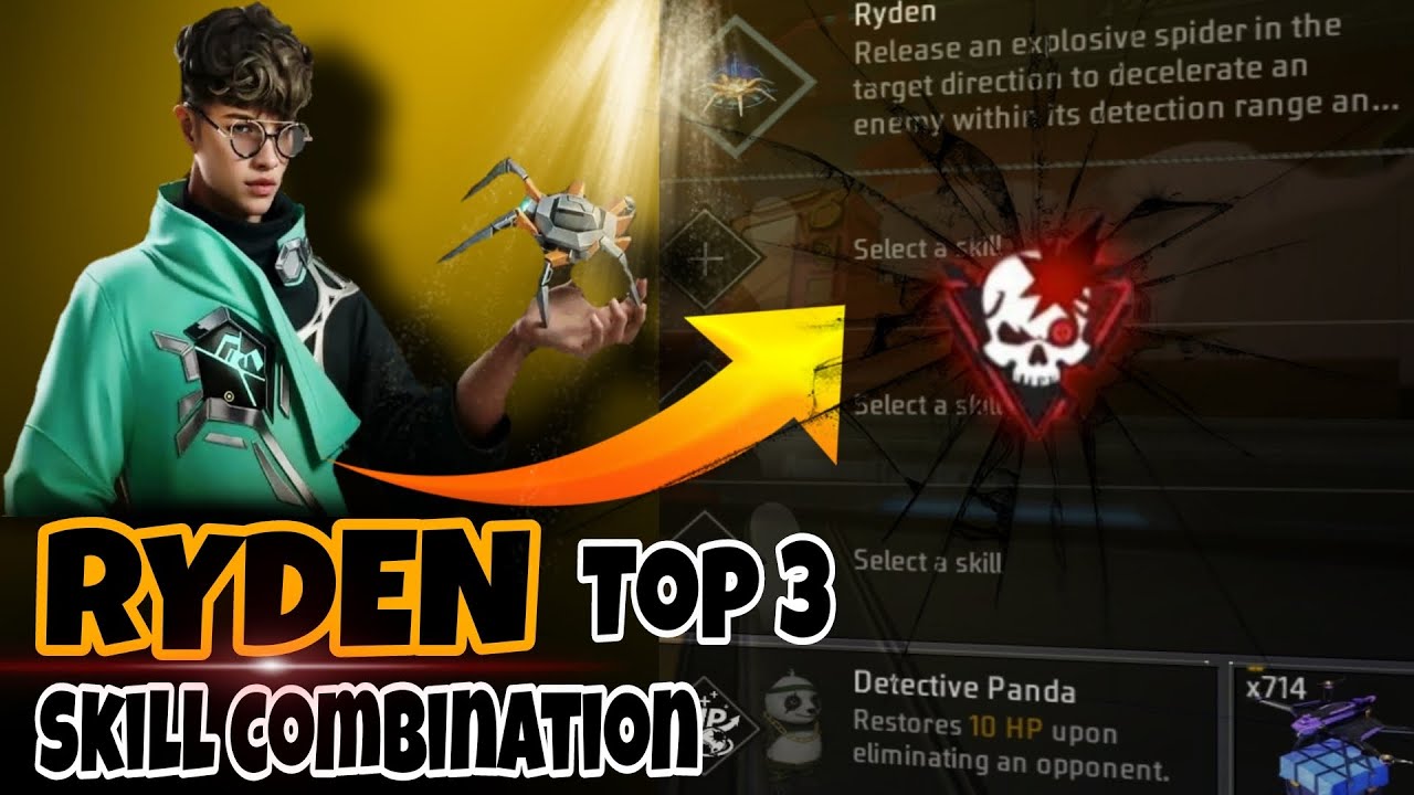 FREE FIRE NEW UPDATE CHARACTER (RYDEN) | TOP 3 SKILL COMBINATION # ...