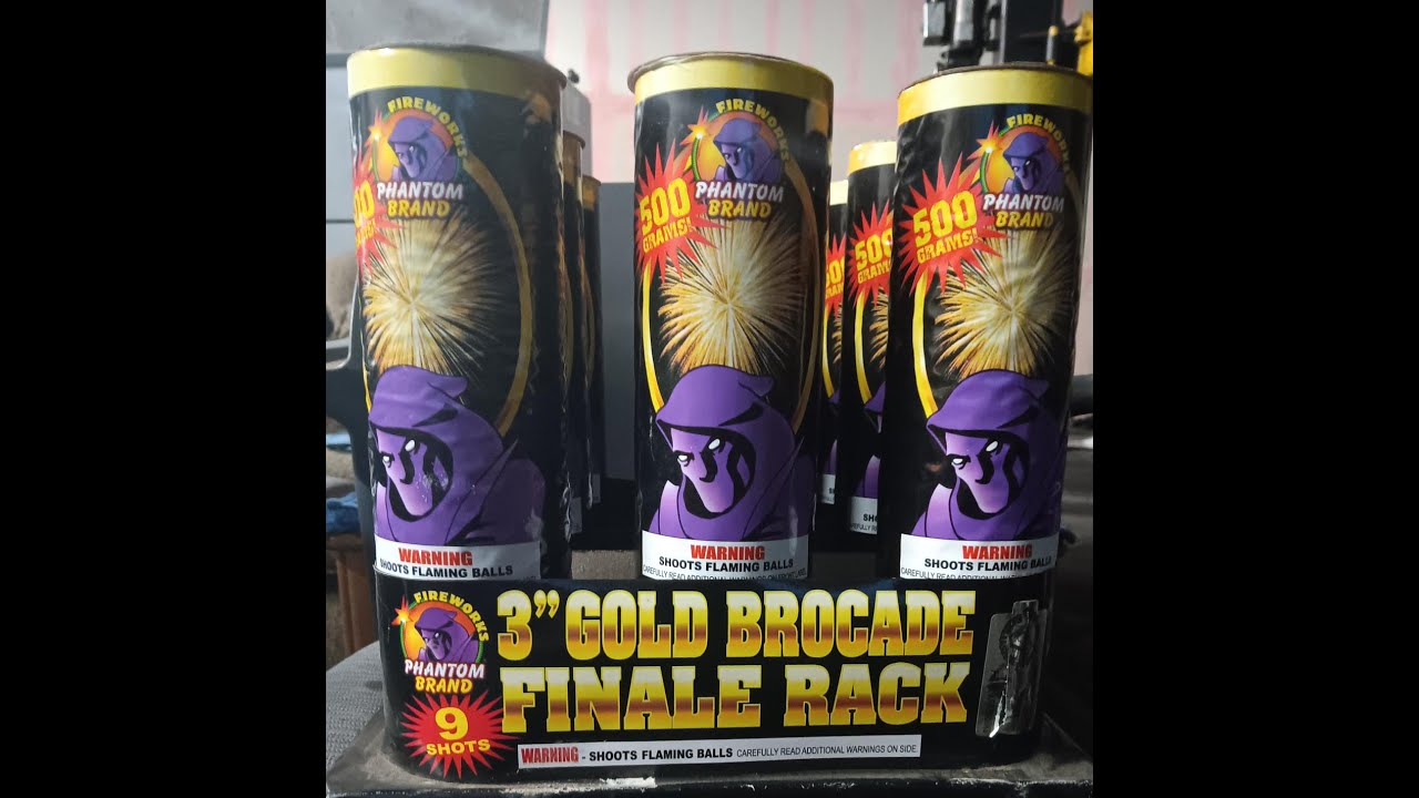 3" GOLD BROCADE FINALE RACK (BY PHANTOM BRAND FIREWORKS) 9 SHOT NOAB ...