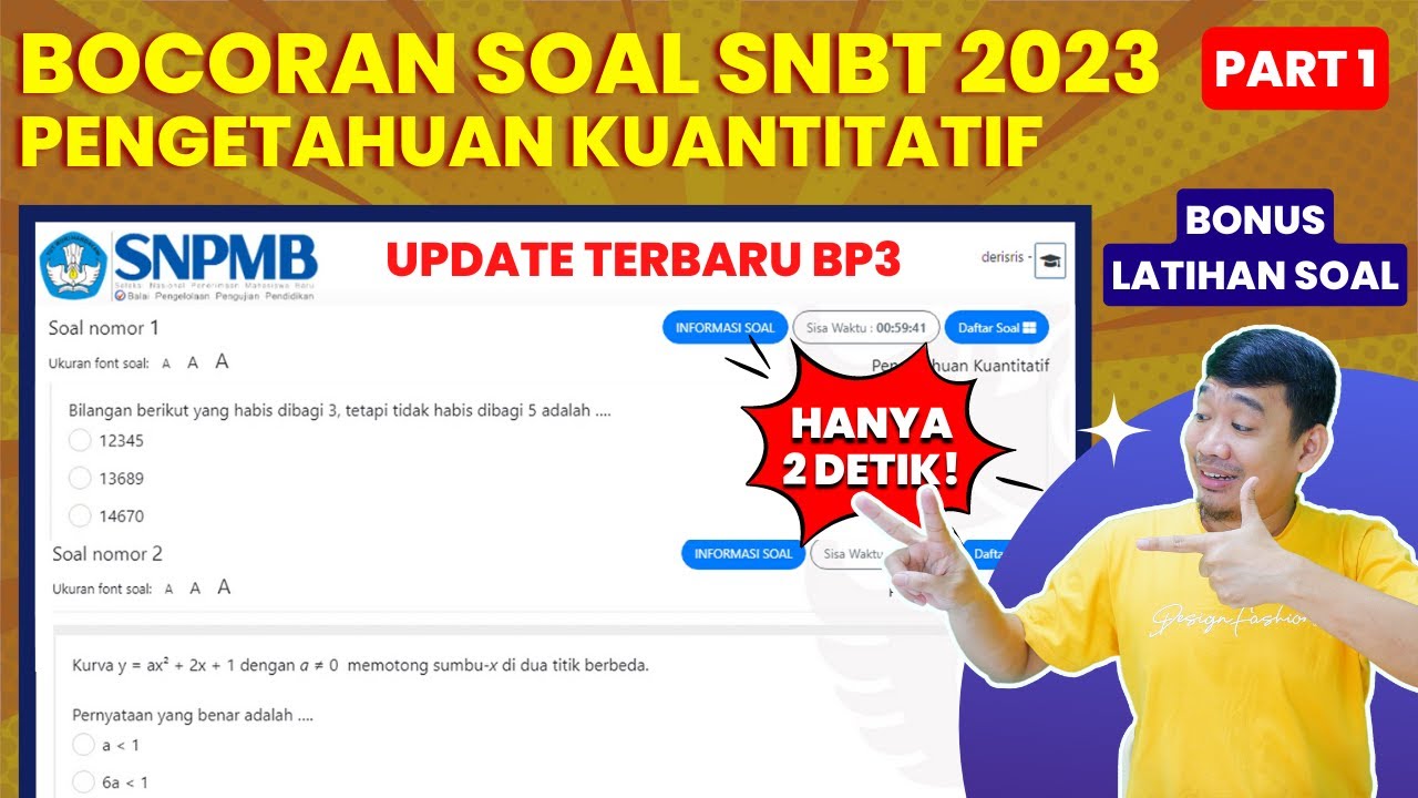 BOCORAN SOAL UTBK SNBT 2023 PENGETAHUAN KUANTITATIF | RESMI DARI SNPMB BP3 - YouTube