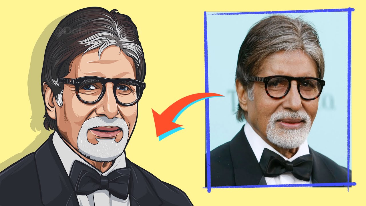 Amitabh Bachchan - Celebrity Face Portrait Drawing - YouTube