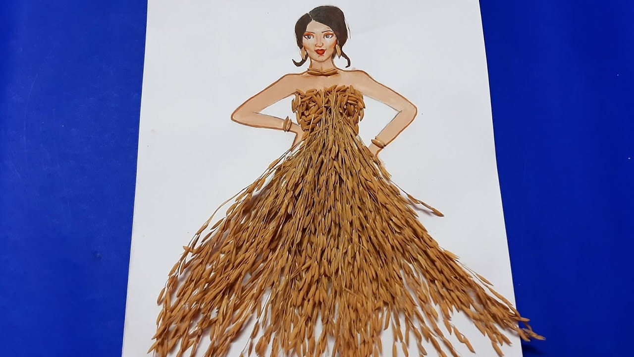 Collage painting art | dress drawing by waste material | Fashion ...