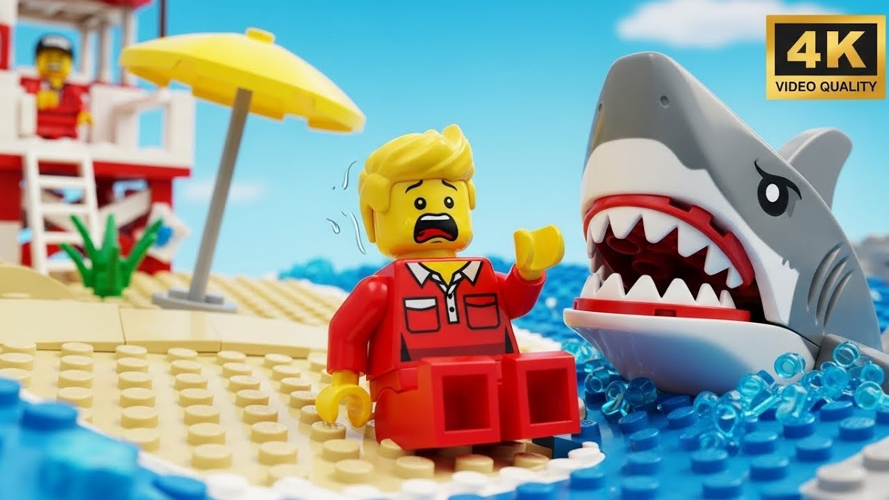 LEGO City Beach Lifeguard Sleeping While Shark Approaches! 🦈🏖️ - YouTube