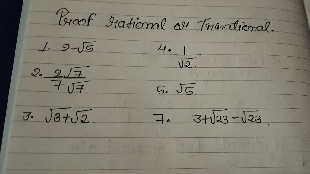 proof rational or irrational of following number - YouTube