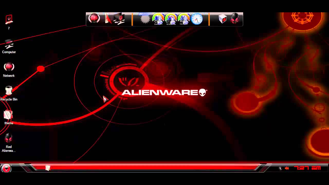 Red Alienware Skin Pack win7 - YouTube