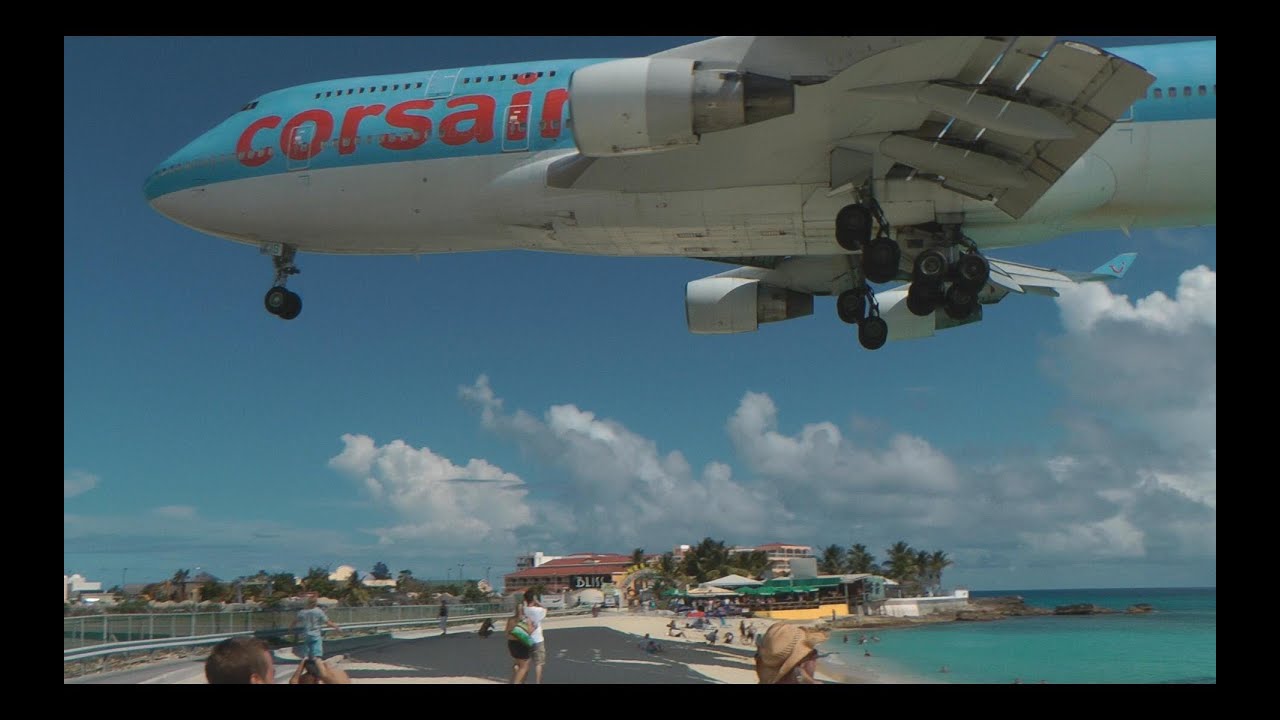 St. Maarten Corsair Boeing 747 landing (1080p) - YouTube