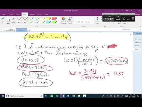 ideal gas calculating density and molar mass at STP using 22 .4 L/mole ...