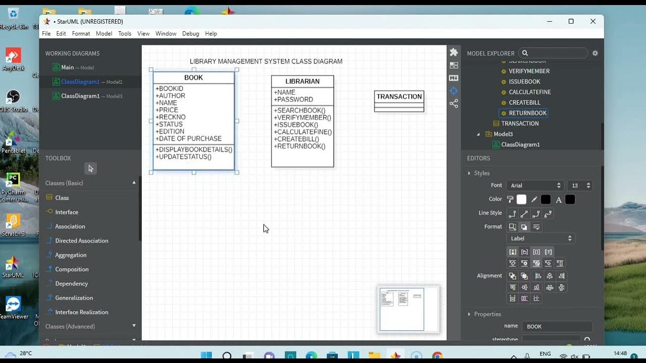 Library Management System Class Diagram Youtube