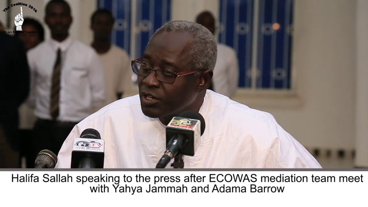 Halifa Sallah briefing the Press after ECOWAS talks with both parties ...