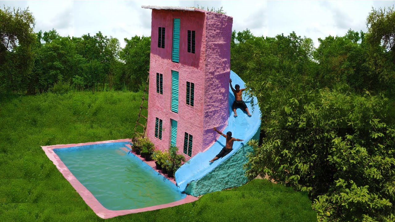 Build Underground Swimming Pool And Build Three Story Mud House With ...