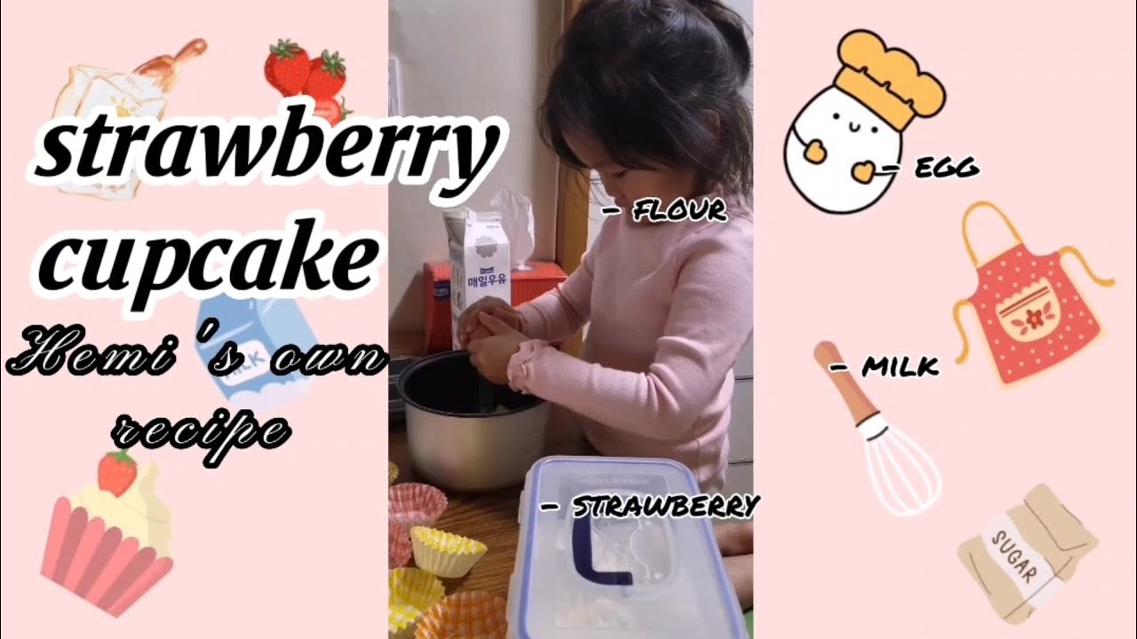 Hemi the future baker #littlebaker #cupcakes #strawberries - YouTube