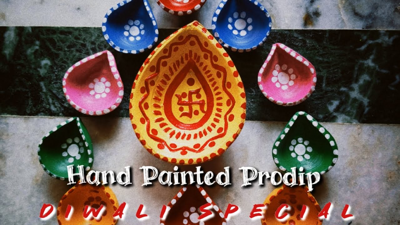 Hand Painted Prodip|| Diwali Special 💥|| Febric Colour - YouTube