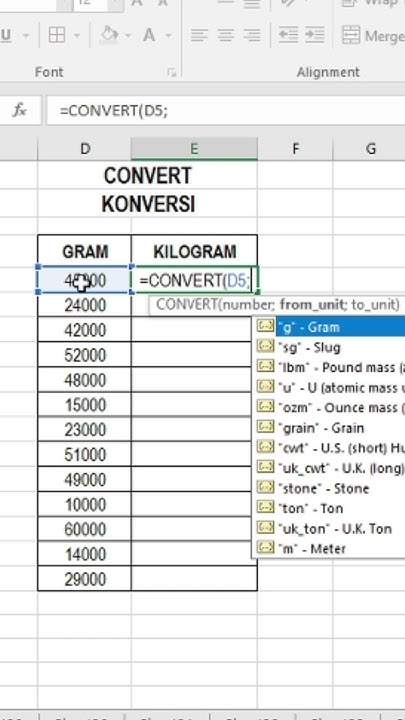 Konversi Gram Ke Kilogram Di microsoft Excel #Shorts - YouTube