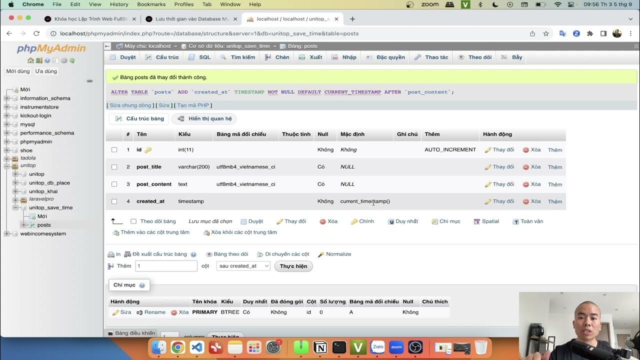 Lưu thời gian vào Database Mysql khi insert, update bản ghi | Php nâng cao unitop.vn - YouTube