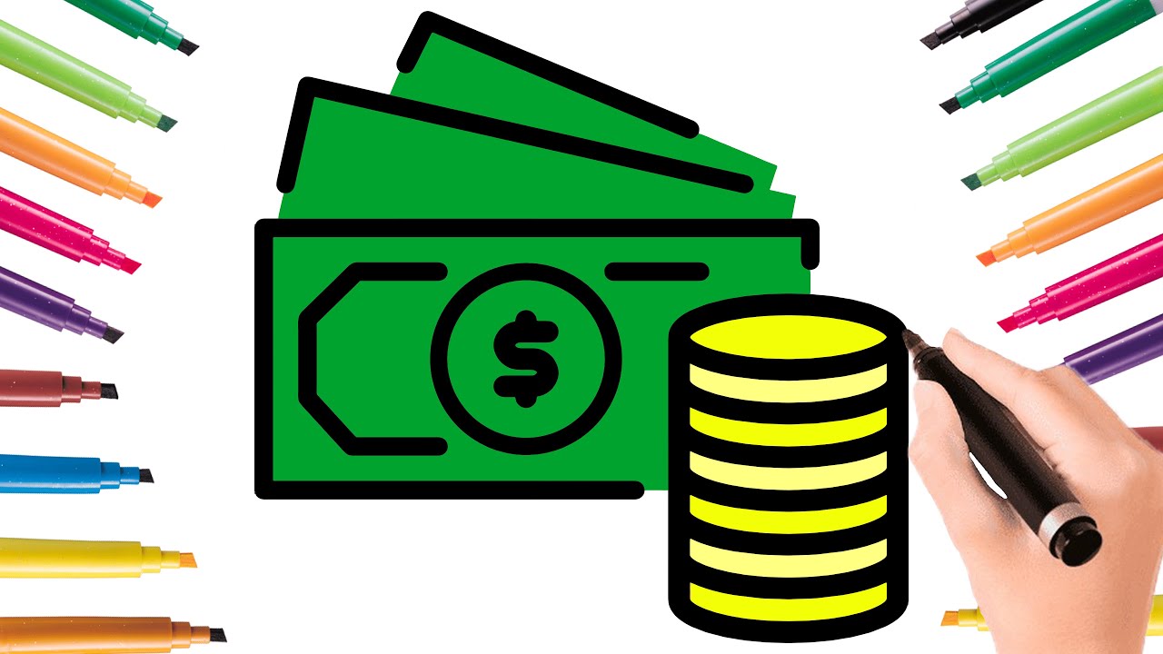 💸 How to draw cute money? Easily and simply! A drawing for kids step by ...