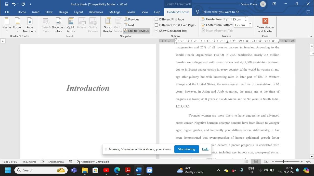 How to add sections with different page numbers in Word document - YouTube