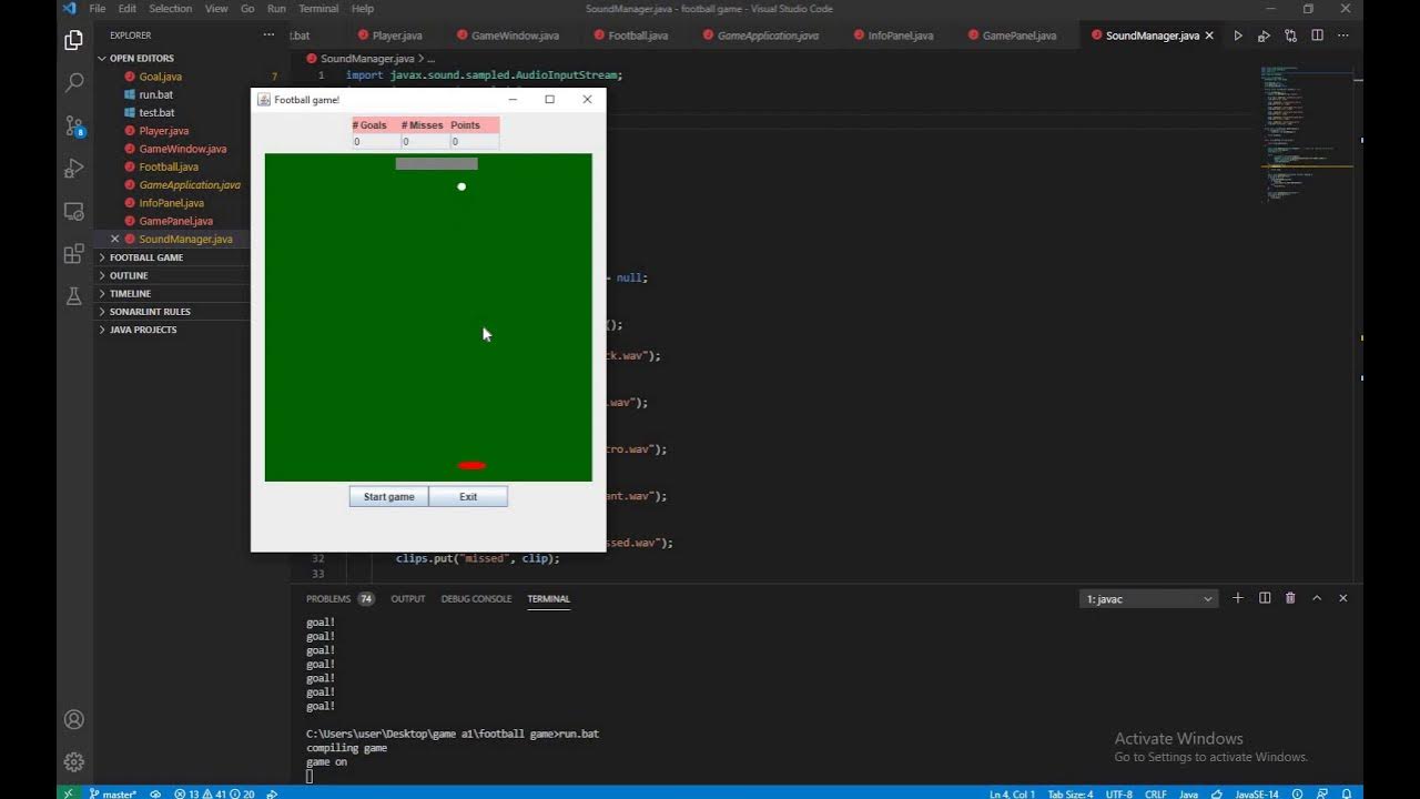 Football game made with java - YouTube