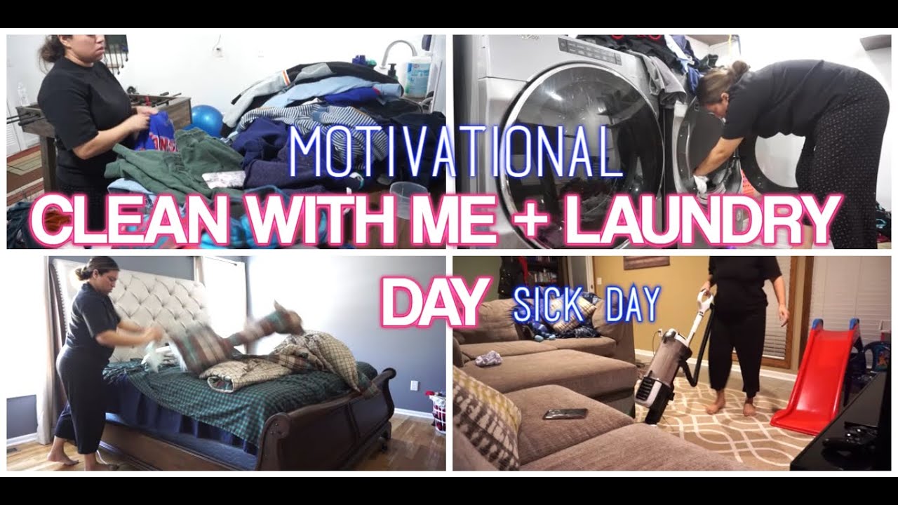 CLEAN WITH ME + LAUNDRY DAY| MOVTIVATIONAL CLEANING DAY | MOM OF 3 ...