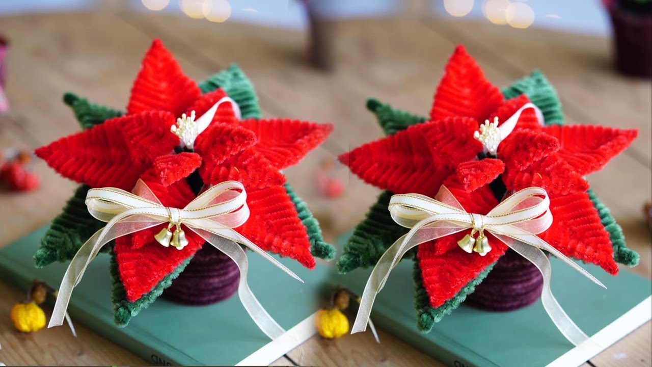 DIY Poinsettia Flower Pot: How to Make Beautiful Flower with Pipe ...