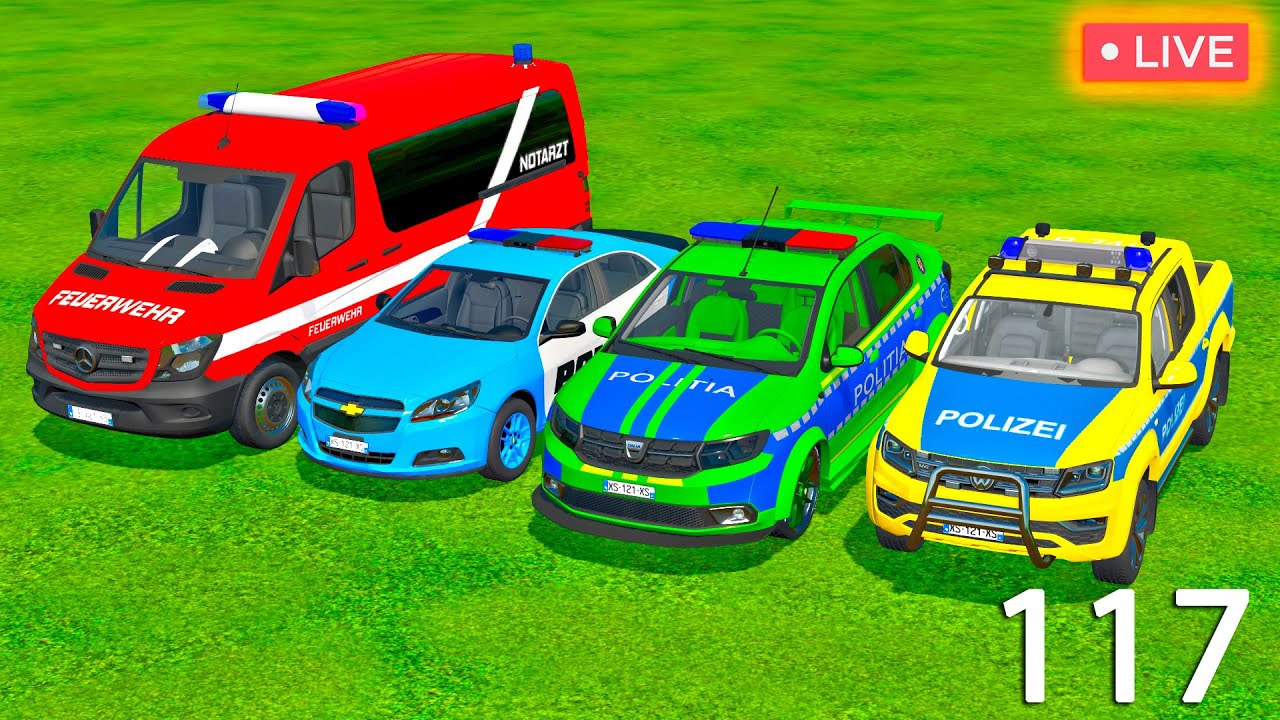 TRANSPORT OF COLORS ! POLICE CARS AND TRUCKS TRANSPORTING #117 Farming Simulator 22 | LIVE - YouTube