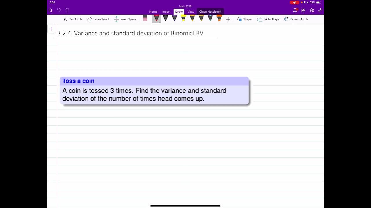 Labtube-(Finite Math)-Variance and standard deviation of Binomial RV - YouTube