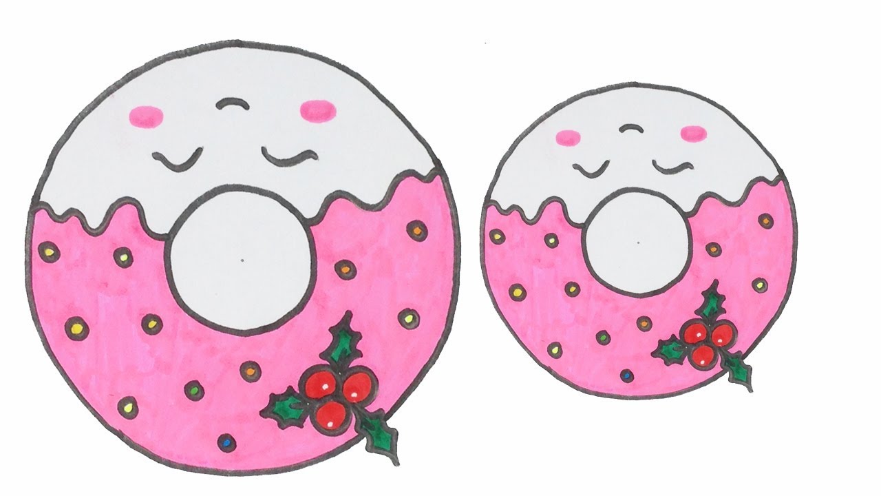 How To Draw Christmas Donuts Easy Step By Step For Kids | Christmas ...