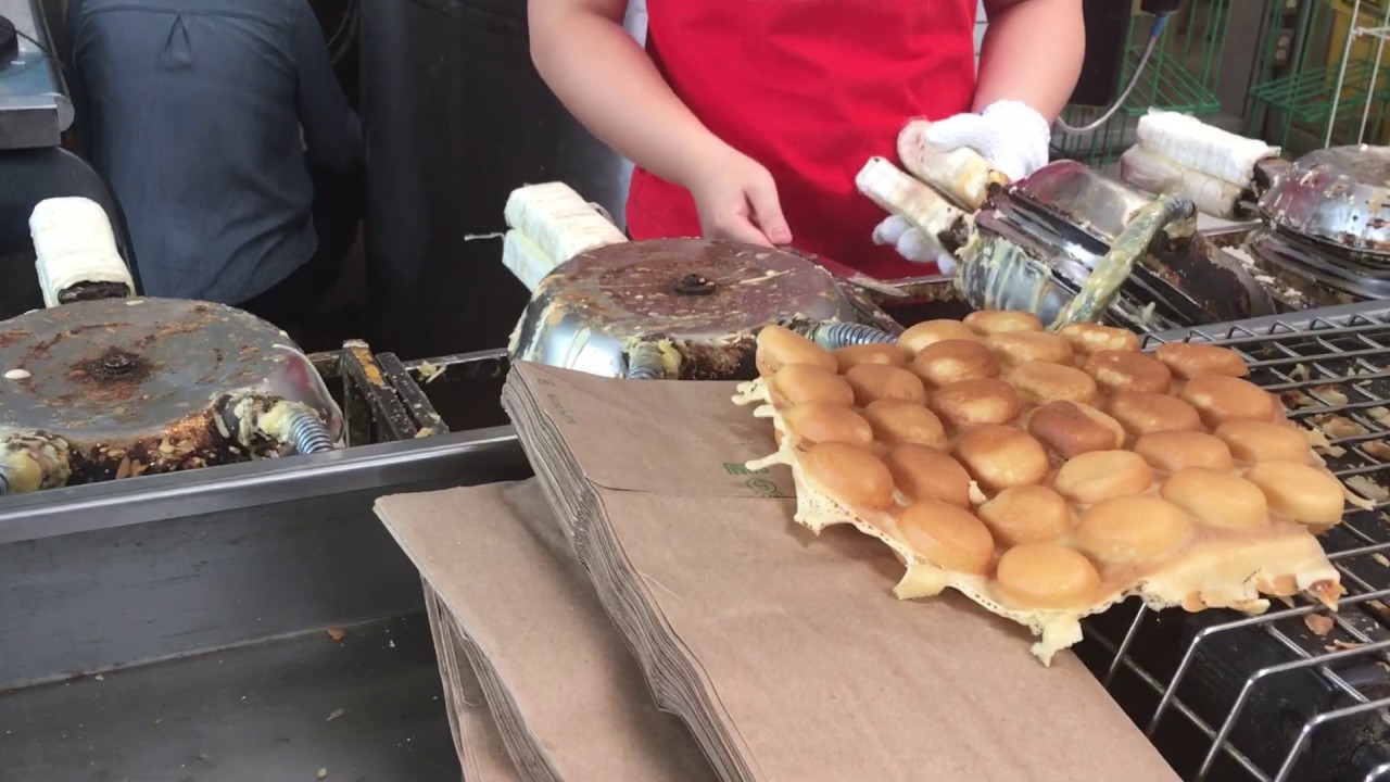 Hong Kong Street Food - Eggettes - Bubble Waffle (雞蛋仔) - YouTube
