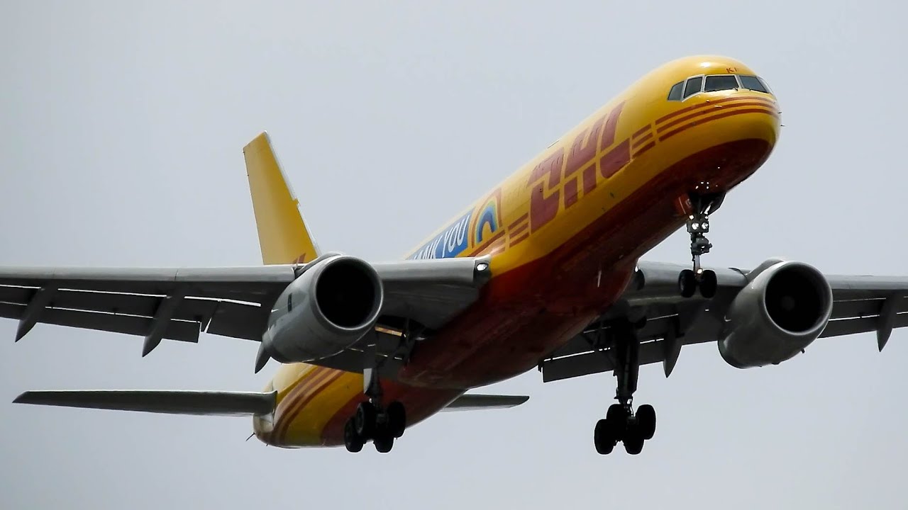DHL Air Boeing 757-236(PCF) Overhead Landing At Belgrade Airport - YouTube