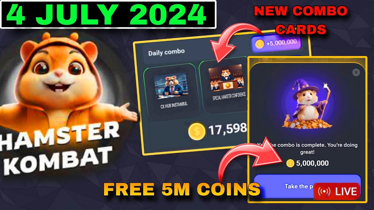 Hamster Kombat Daily Combo Cards 4 July 2024 | Hamster Kombat New Kombo ...