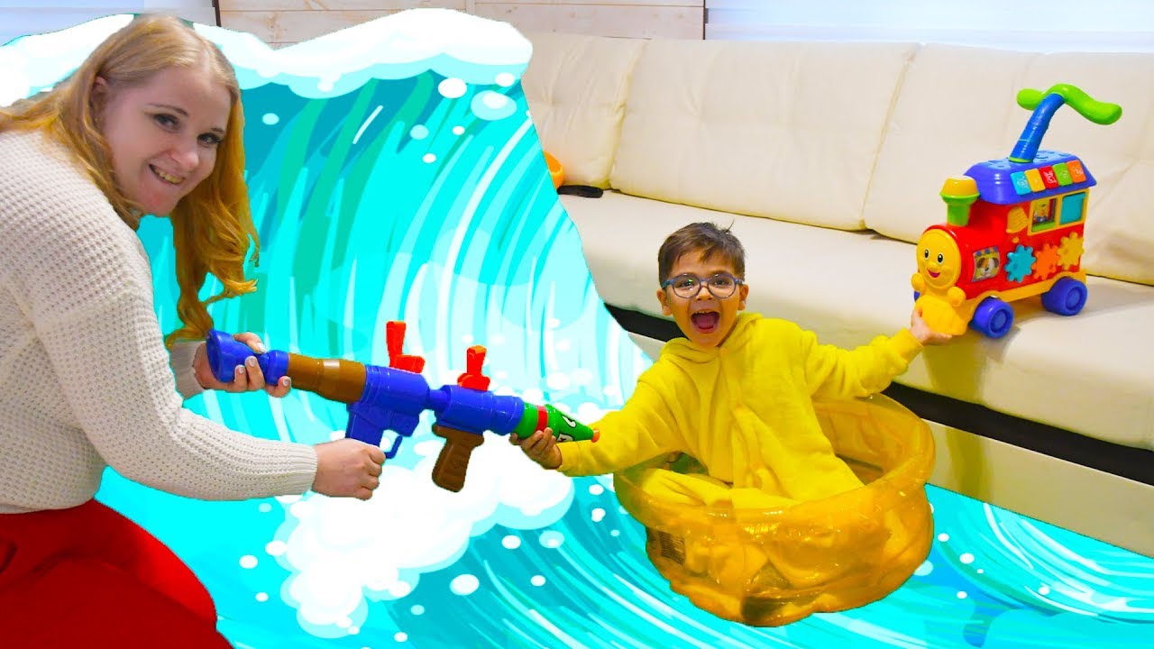 SAMIR and RAMIR play with toy Minibus - YouTube