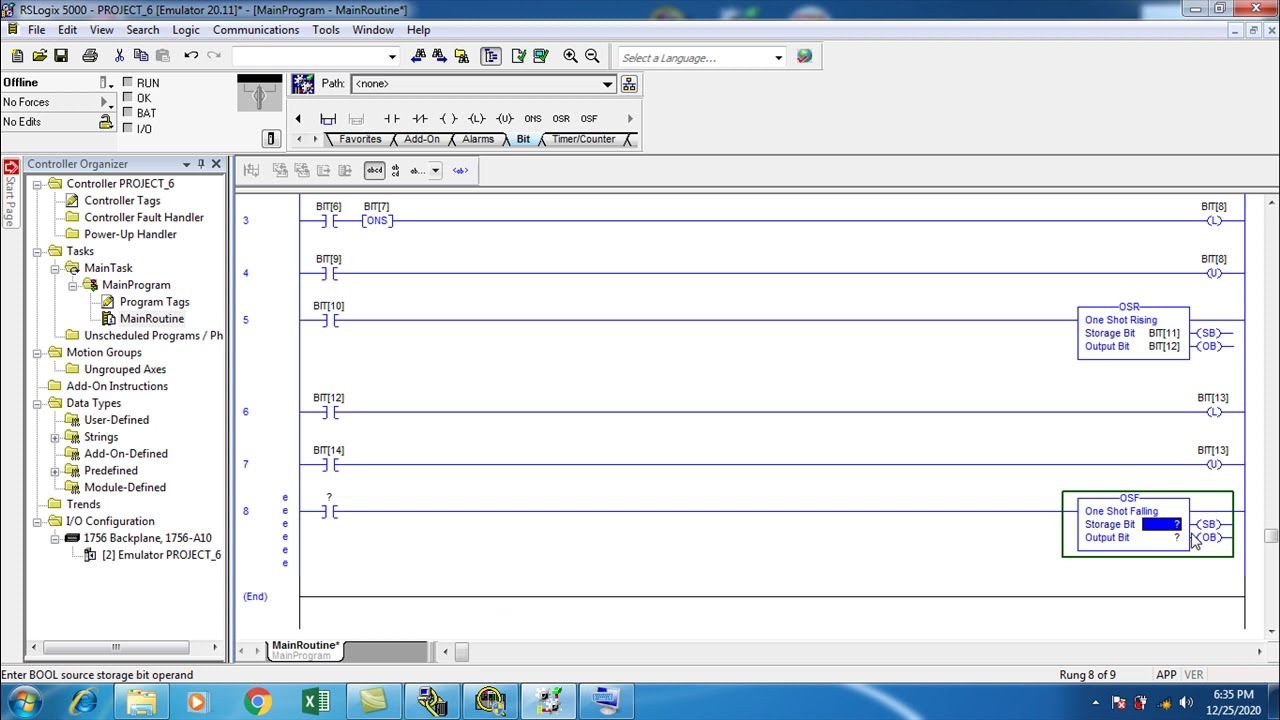 PROJECT 6 RSLogix 5000 - Example Ladder Diagram Element Group BIT ...